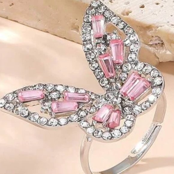 Jewelry | 428 Glamorous Zinc Alloy Rhinestone Butterfly Decor Ring For Women | Poshmark